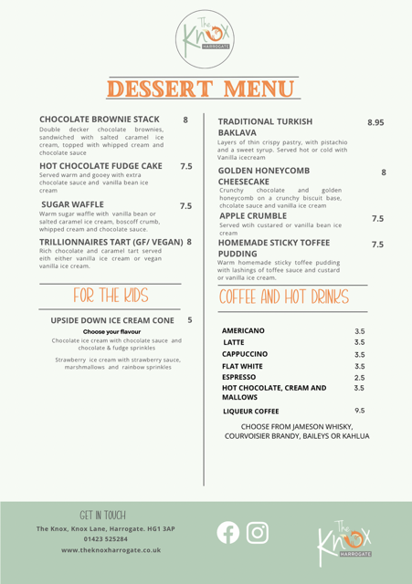 Sunday Lunch Harrogate | Our Menus | The Knox Harrogate